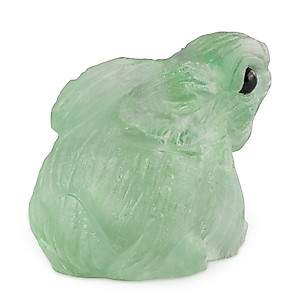 Artistone Green Fluorite Crystal Rabbit Figurine 2 Inch Carved Gemstone Bunny Ornament Animal Carving Statue Sculpture Healing Crystals Stones for Home Garden Christmas Decorations