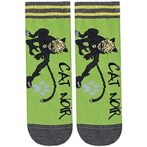 Miraculous Ladybug Boys' Cat Noir Socks Pack of 3 Size 10 to 13 Multicolored