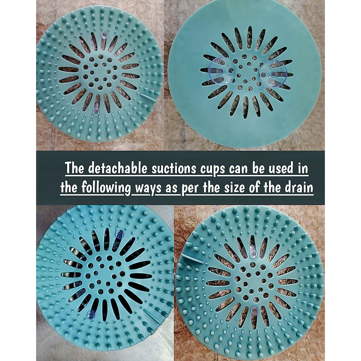 The Stag Pack of 5 Hair Catcher for Shower Drain - Durable Hair Stopper For Bathtub Drain, Washbasin & Kitchen Drain Cover - Bathtub Drain Hair Catcher