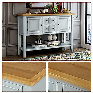 ZSQ Buffet Table, Cambridge Series Sideboard Table with Bottom Shelf, Console Table Dining Room Server, Entry Table Buffet Cabinet Sofa Table (Lime White)