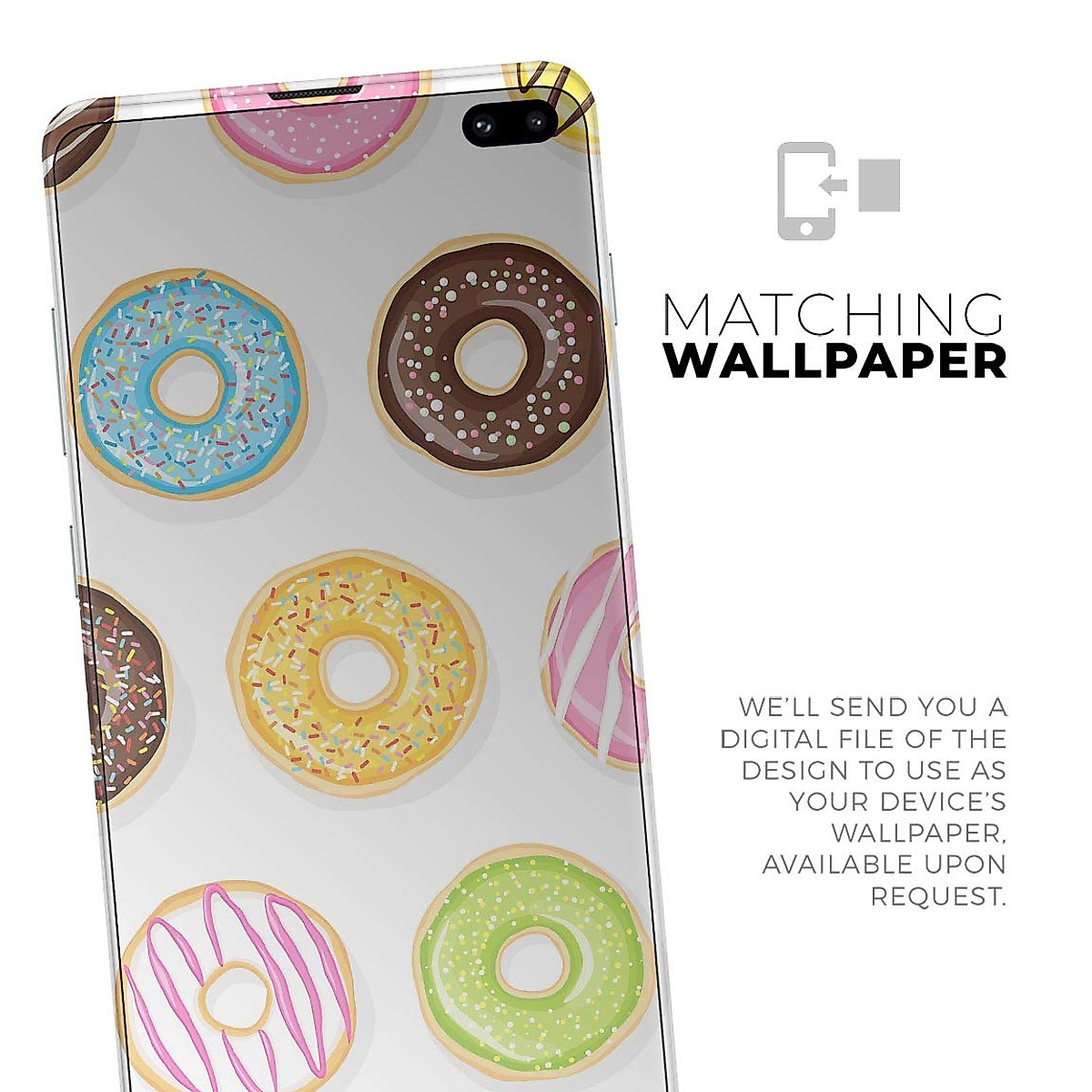 DesignSkinz Yummy Colored Donuts Protective Vinyl Decal Wrap Skin Cover Compatible with The Samsung Galaxy S20 (Screen Trim & Back Glass Skin)