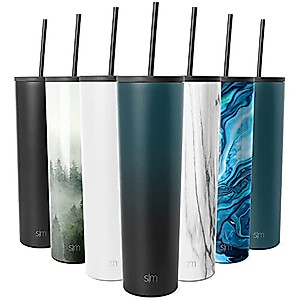 Simple Modern Insulated Tumbler with Lid and Straw | Iced Coffee Cup Reusable Stainless Steel Water Bottle Travel Mug | Spring Break Gifts For Her & Him | Classic Collection | 32oz | Moonlight