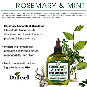Difeel Rosemary & Mint Biotin Haircare Collection - Shampoo+ Conditioner + Hair Mask (12oz Each), 2.5oz Root Stimulator & 7.1oz Oil