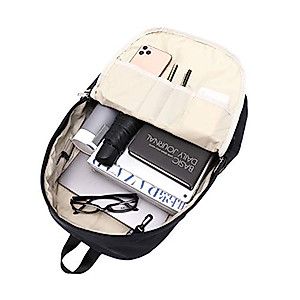 Joymoze Girl Laptop Backpack Set with Lunch Bag and Pencil Purse Black Chain