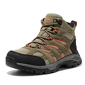 NORTIV 8 Womens Waterproof Hiking Boots Outdoor Trekking Mid Backpacking Mountaineering lightweight boots BROWN/ORANGE US 7.5 SNHB2212W