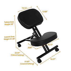 Himimi Ergonomic Kneeling Chair - Faux Leather - Thick Comfortable Moulded Foam Cushions - Brake Casters, Adjustable Stool for Home & Office