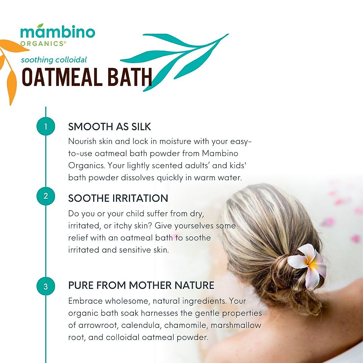 Organic Colloidal Oatmeal Bath Soak – 2-Pack Oatmeal Powder for Dry, Irritated, Itchy Skin Relief – Cruelty-Free, Vegan Handmade Bath Products for Adults Bath, Kids Bath, Baby Bath by Mambino Organics