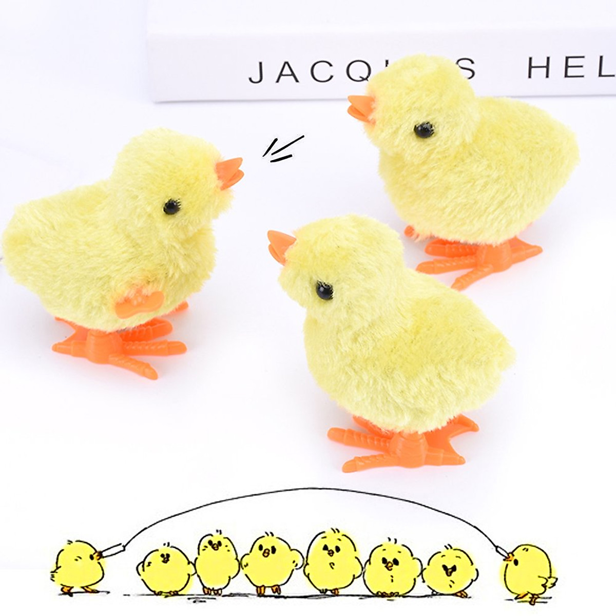 3 otters 12PCS Wind Up Chick Toys, Wind-Up Jumping Cute Chicken Plush Chicks Toys for Kids Goodie Bags Treasure Chest Party Favors Gifts