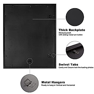 HOMESEVEN 20x24 Frame, 20x24 Picture Frame Matted to 16x20, Solid Wood Poster Frame-Horizontal and Vertical Wall Hanging for Home, Exhibition, Caffe(Black)