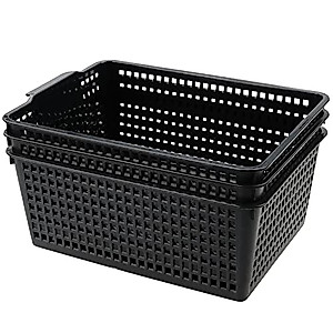 EudokkyNA Large Storage Bins, Plastic Organizer Basket Bins Set of 3