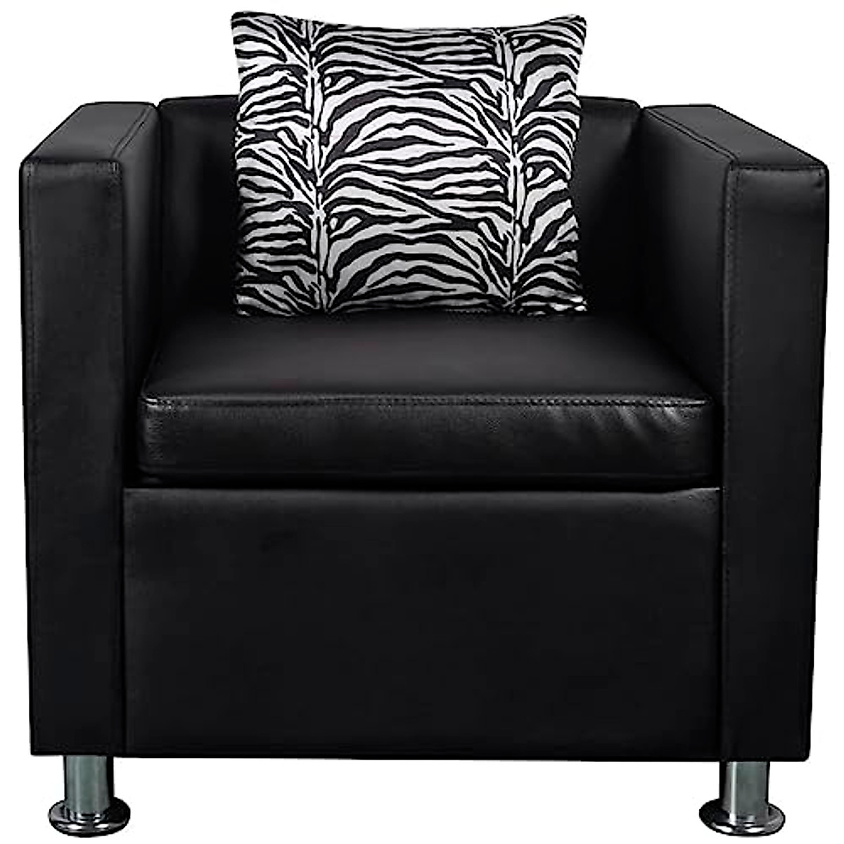 YPWRENH Leisure Chair Sofa Chair Cube Armchair Black Faux Leather for Living Room, Dining Room, Conference Room, Waiting Room