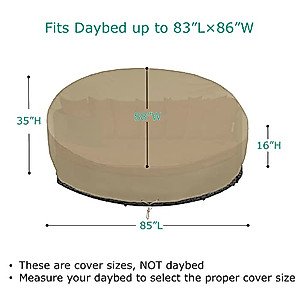 SunPatio Outdoor Daybed Cover 88 Inch, Heavy Duty Waterproof Patio Furniture Sofa Cover with Taped Seam, FadeStop Material, All Weather Protection, Taupe