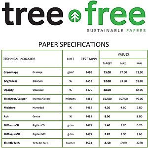 Tree Free Copy Paper, 20 LB, 8.5" x 11", 92 Bright 100% Tree Free Carbon Neutral Acid Free, Made from Sugarcane Waste Fiber (500/Ream), 3-Reams