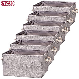 TENABORT 6 Pack Large Storage Basket Bin, Foldable Fabric Storage Cube Box Canvas Collapsible Cloth Organizer Containers with Handles for Home Office Clothes Closet, Gray