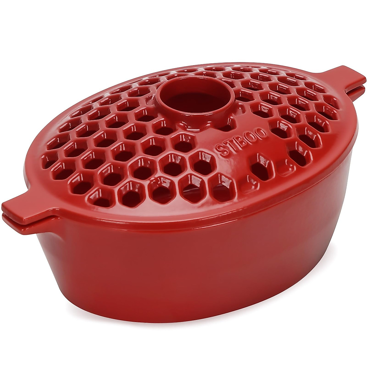 STBoo Wood Stove Steamer: Cast Iron Fireplace Humidifier | Indoor Pot for Home Heating | Bowl Fireplace Stove Covers Accessories Decorative | Matte Finish & Rust Resistan & 2.7 Quart, Red