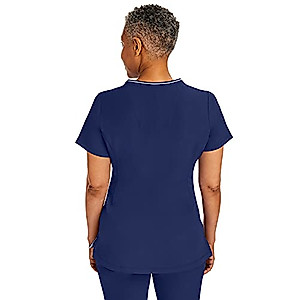 Healing Hands Scrubs top for Women 3 Pocket Zipper Y-Neck Women's Scrub Top Light Breathable Stretch Fabric 2254 Sonia HH360 Navy 2XL