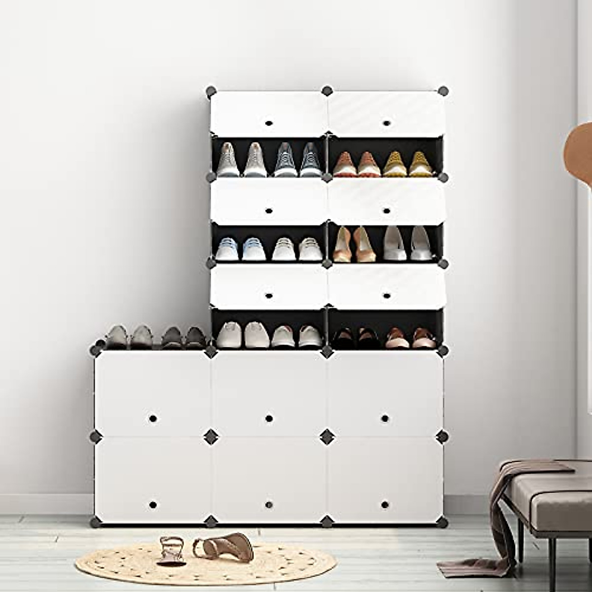 Aeitc 72 Pairs Shoe Rack Organizer Shoe Organizer Expandable Shoe Storage Cabinet Narrow Standing Stackable Space Saver Shoe Rack for Entryway, Hallway and Closet