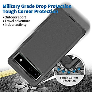 Anloes Case for Google Pixel 6a 5G, Pixel 6a Phone Case Heavy Duty Shockproof Dustproof Rugged Defender Protective, 3 in 1 Bumper Cover for Google 6a Black(Without Screen Protector)