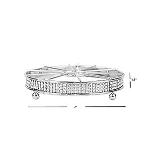 Home Basics Pave Round Non-Skid Trivet | Ornate Design | Diamond Band Around Base | Keep Counter Tops Safe from Scratches | Compact Size for Maximum Counter Space