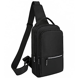YERCHIC Small Sling Backpack Multipurpose Crossbody Chest Shoulder Bag Travel Hiking Daypack with Reflective Strip (Black)