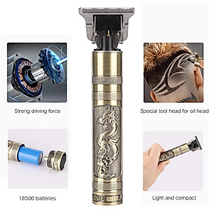 Professional Electric Pro Li Outliner Hair Clippers for Men, Cordless Rechargeable Zero Gapped Cutting T Blade Trimmer, Haircutting Baldhead Beard Shaver Barber with 4 Guide Combs 2 Battery