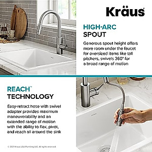 Kraus KPF-2620CH Oletto Single Lever Pull Down Kitchen Faucet, 16 Inch, Chrome