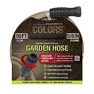 Colors Garden Hose with SwivelGrip, 5/8 in. x 50 ft., Drinking Water Safe, Brown Mulch - HFZC550BRS