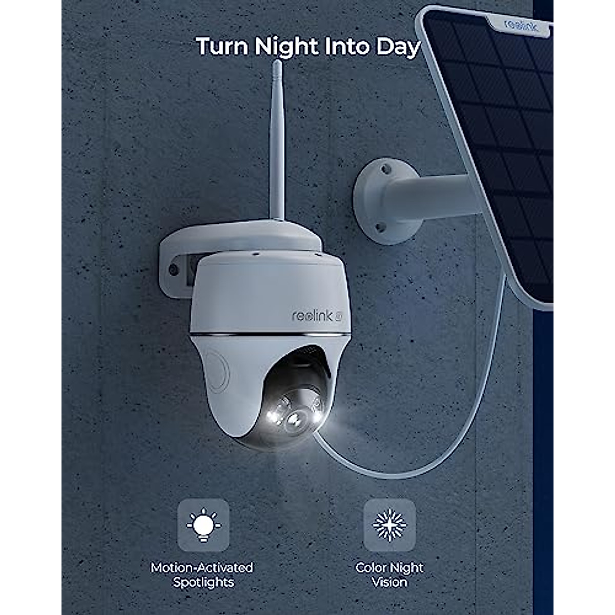 REOLINK First 4K Solar Security Cameras Wireless Outdoor, Argus PT 4K+ 6W Solar Panel, 360° Pan Tilt Solar Battery Outdoor Camera with 8MP Color Night Vision, 2.4/5 GHz Wi-Fi, No Monthly Fee