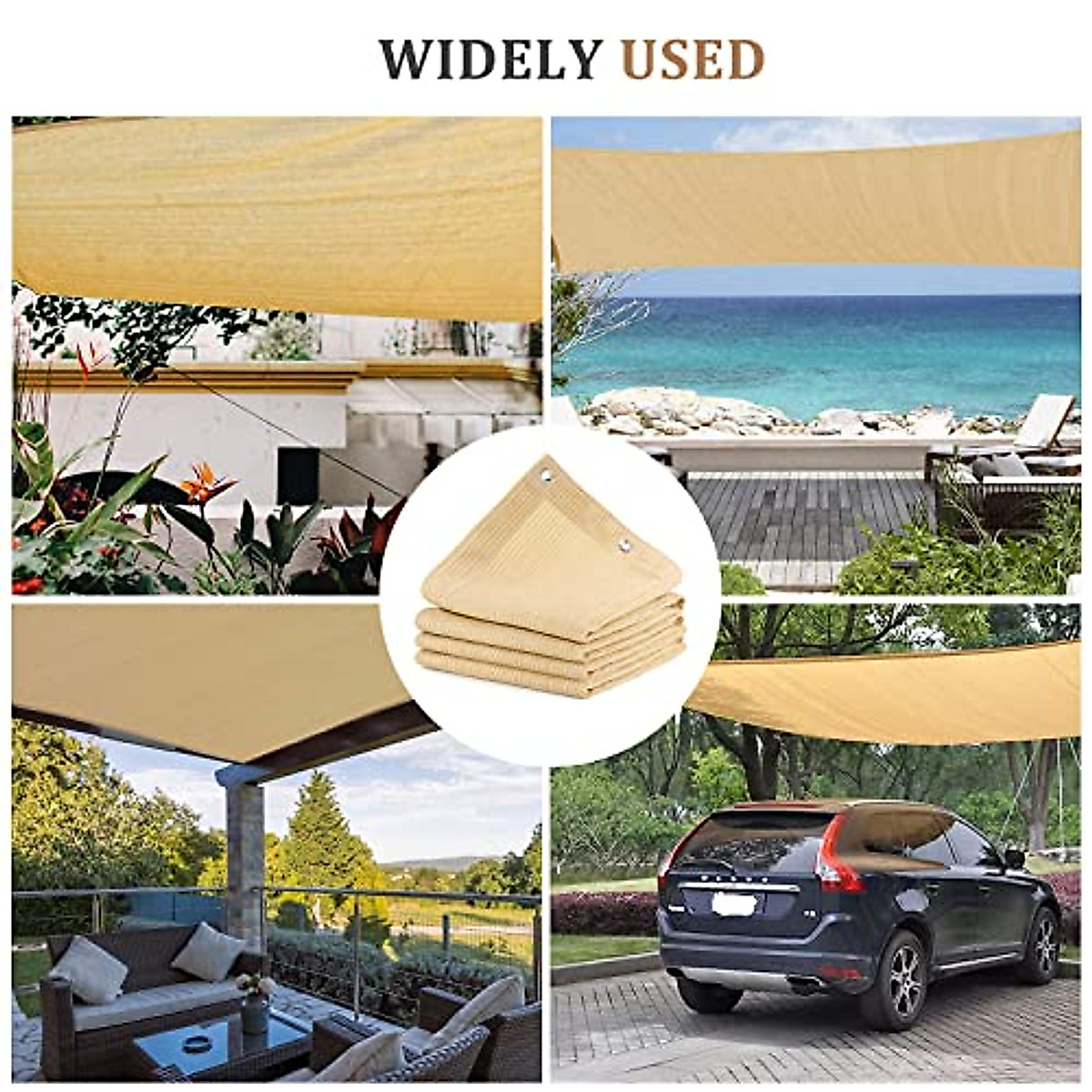 Javneo Sun Shade Cloth with 90% UV Protection for Garden, Patio, Deck, and Pergola, Outdoor Sunblock Shade Cloth with Reinforced Grommets, Wheat 8 * 20