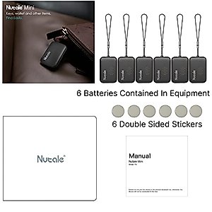 Nutale Key Finder Mini, Bluetooth Tracker Item Locator with Key Chain for Keys Pet Wallets or Backpacks and Tablets Batteries Include (Black, 6 Pack)