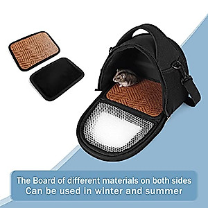 YUDODO Hamster Carrier Guinea Pig Carrier Bag Small Animal Sugar Glider Pouch Gerbil Hedgehog Portable Travel Carrier Outdoor Hangbag Flying Squirrel Rat Carrier Black