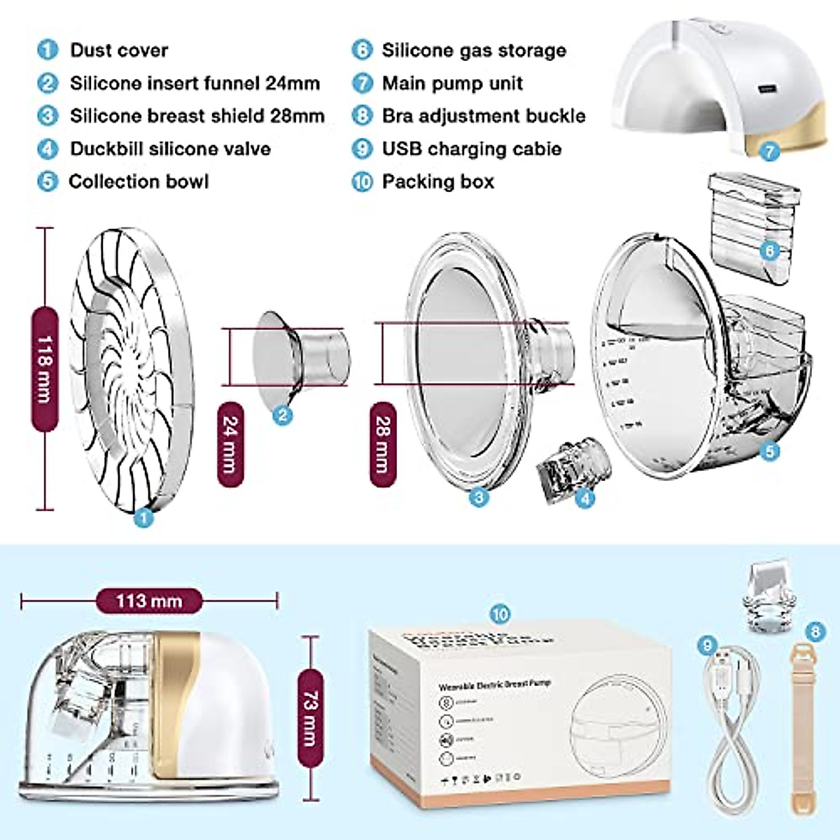 Double Wearable Breast Pump,Portable Wearable Hands Free Breast Pump 1500mAh Electric Breastfeeding Pump with 4 Mode & 21 Level Pumping On The Go