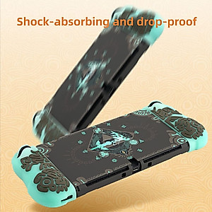 Soft Shockproof for Tears of The Kingdom Dockable Cover Case Compatible with Nintendo Switch OLED, Durable Scratch Resistant Shell for Joycon, Silicone Protective Skin Set