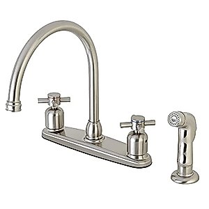 Kingston Brass FB798DXSP Concord Center Set Kitchen Faucet, 8-3/4" in Spout Reach, Brushed Nickel