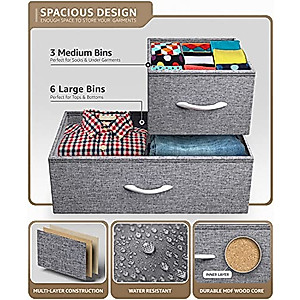 Sorbus Dresser with 9 Drawers - Furniture Storage Chest Tower Unit for Bedroom, Hallway, Closet, Office Organization - Steel Frame, Wood Top, Easy Pull Fabric Bins (White)