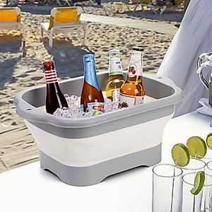 Nicunom 2 Pack Collapsible Wash Basin with Drain Plug, 9L Large Collapsible Dish Tub Portable Sink Dish Basin Foldable Dishpan Space Saving for Kitchen, RV, Camping Dish Washing Tub