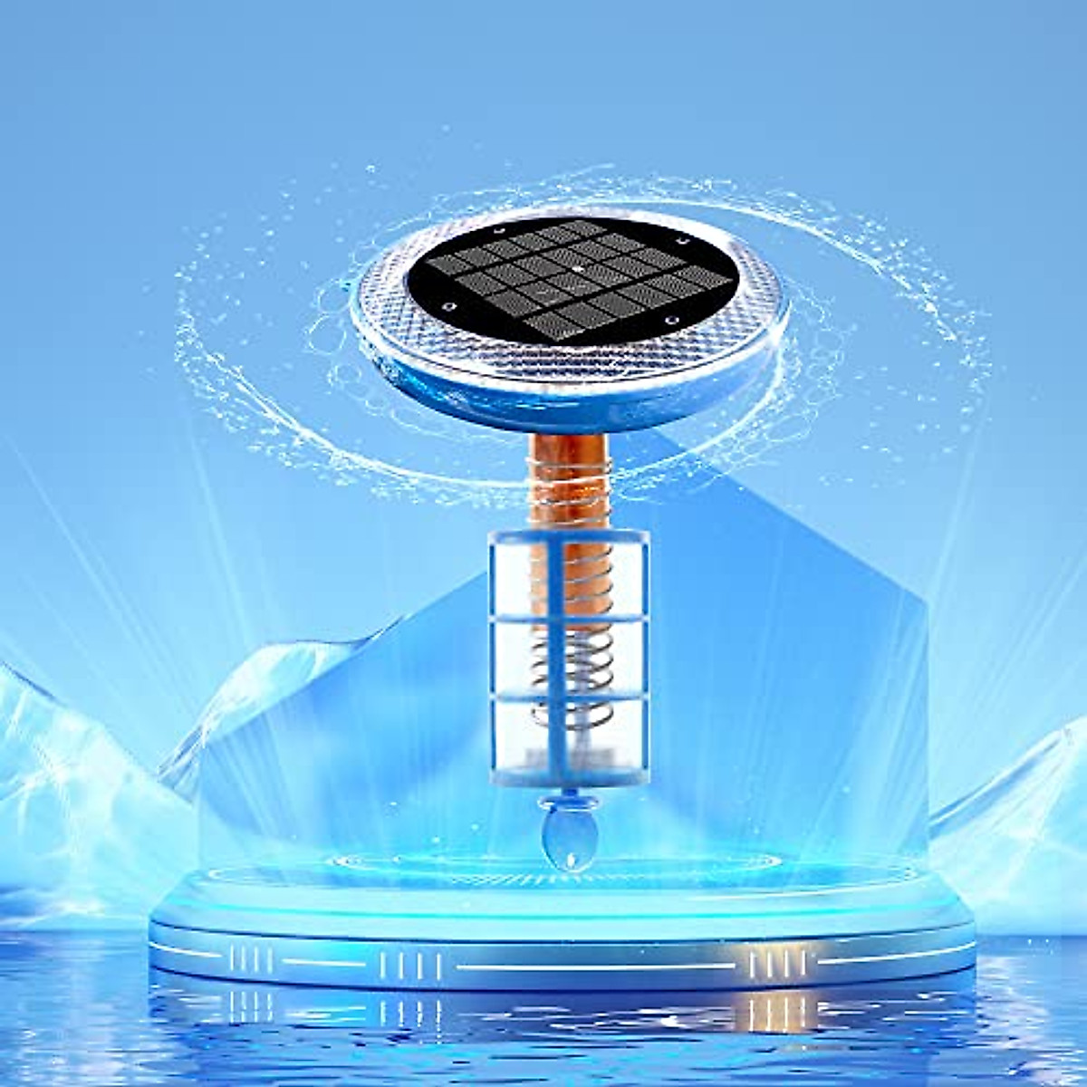 BLUE WORKS Solar Pool Ionizer - Pool Ionizer Solar Powered, Long Lasting Cooper Anode up to 32,000 Gallons, 85% Less Chlorine