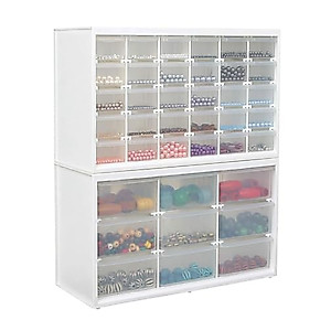 ArtBin 6809PC Store In Drawer Cabinet Sewing & Craft Organization, Plastic Storage Unit with 9 Drawers, White with Clear Drawers