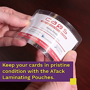 ATack Self-Sealing Laminating Pouches Business Card Size, 9.5 Mil and Hard Self Laminating Business Cards Pouch (Pack of 25)