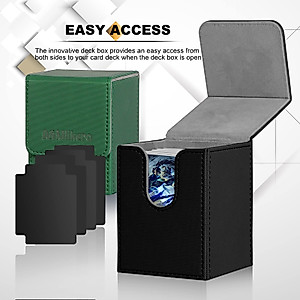 Mlikero 4 Pack Card Deck Box Large Size Fit for 100+Single Sleeved Cards with 4 Dividers, Trading Commander Deck Box Compatible with Mtg Card Deck,Premium Leather Deck Box for Trading Cards