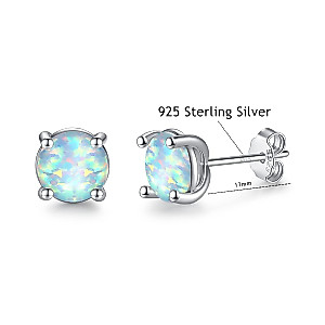 Opal Stud Earrings for Women Hypoallergenic 925 Sterling Silver Post Stud Earrings Sets for Multiple Piercing Jewelry Gift
