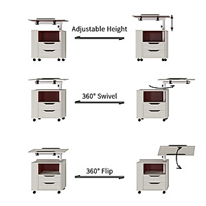sogesfurniture Nightstand, Height Adjustable Movable Bedroom Side Table, Overbed Bedside Table, Stackable End Table, Bedside Table, Bedroom Furniture, Maple