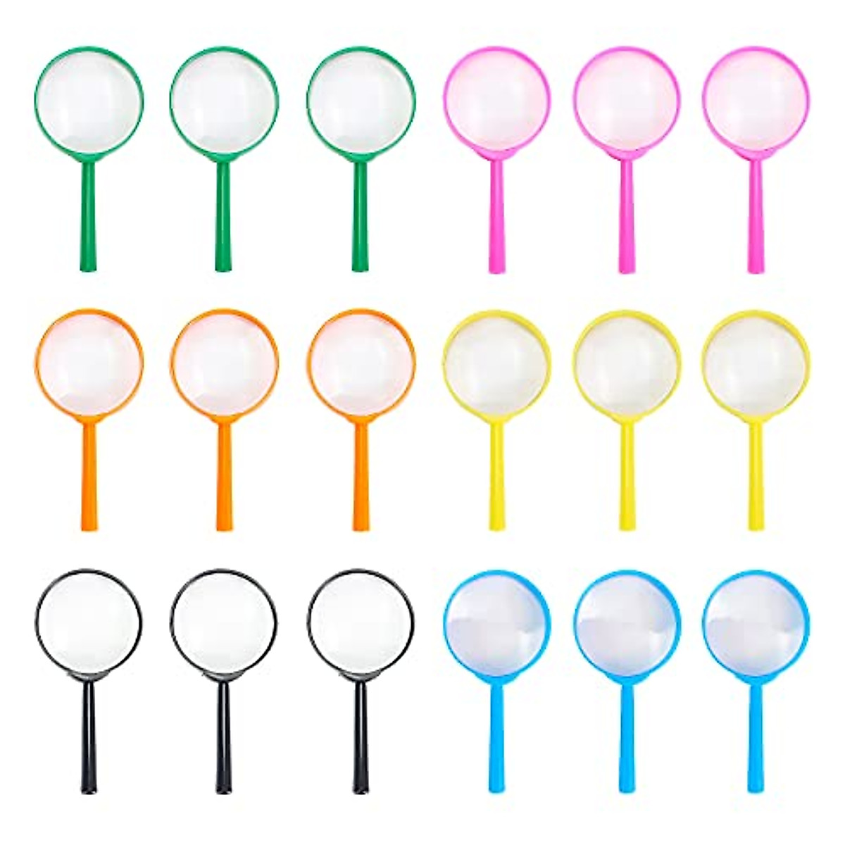 Magnifying Glass Kids Plastic Magnifier 18 Pack Hand Lens Mini Handheld Magnifying Lenses for Children Science Class Outdoor Observation Party Fun Tool IRCHLYN
