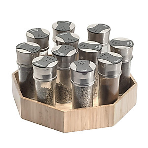 Bamboo 360 Rotating Spice Rack & Sauce Spinning Tray for Cabinets & Tabletops with Lazy Susan Turntable, 10” Diameter with 2” Ledge