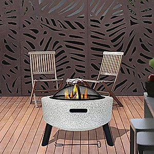 LEAYAN Garden Fire Pit Portable Grill Barbecue Rack Outdoor Fire Pits Fire Bowl, Magnesia Barbecue Grill, for Outdoor Garden Fire Pit Heating/Barbecuing, Garden Terrace for Camping Backyard, White