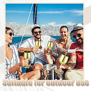 4 Pcs 18 oz Stainless Steel Wine Glass with 2 Wine Aerator Pourer Spout Stemmed Unbreakable Metal Wine Glasses Gold Goblet Champagne Glasses for Wedding Anniversary Party(Gold)