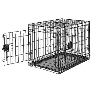 Amazon Basics Durable,Foldable Metal Wire Dog Crate with Tray, Double Door, 30 Inches, Black