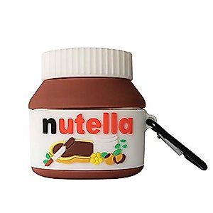 Compatible for Airpod Pro Case Nutella Bottle with Carabiner, Cute Cartoon 3D Silicone Kawaii Funny Food Design Stylish Boys Girls Kids Teens Women Case Cover for Airpods Pro [2019] - Nutella