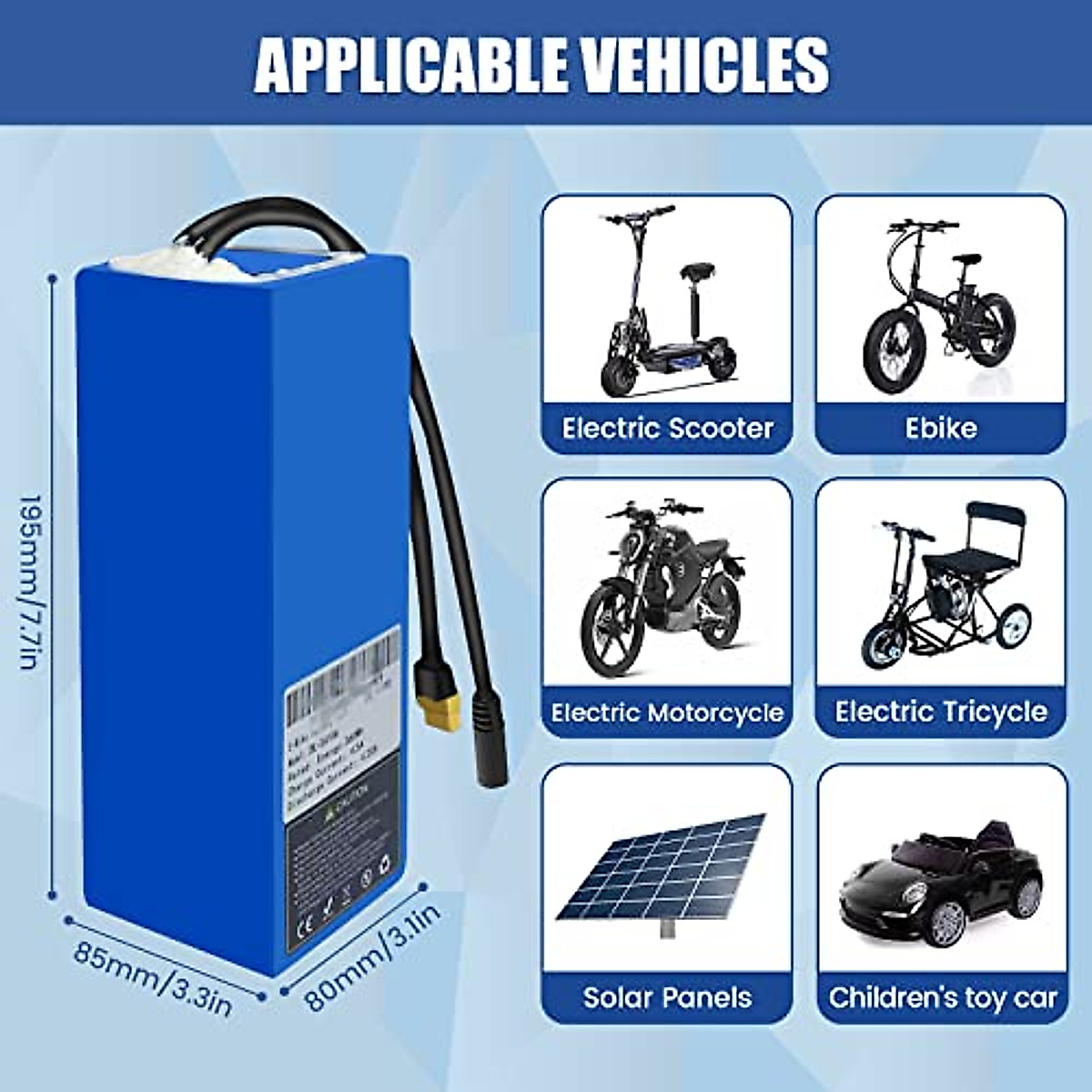 36V Ebike Battery for Electric Bike Bicycle, 36v 10ah Lithium Battery Pack for Scooter, 36 Volt Lithium Battery for Electric Bike Replacement , 20A BMS for 350w 500w 750w Motor ,42v 2A Charger (B-2)