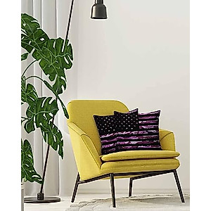 Set of 2 Throw Pillow Covers Square for Home Decor, Independence Day Camo American Flag Patriotic 18x18 Inch Cotton Reversible Pillow Case Sofa Soft Cushion Cases for Bedroom Couch Bed Car Chair